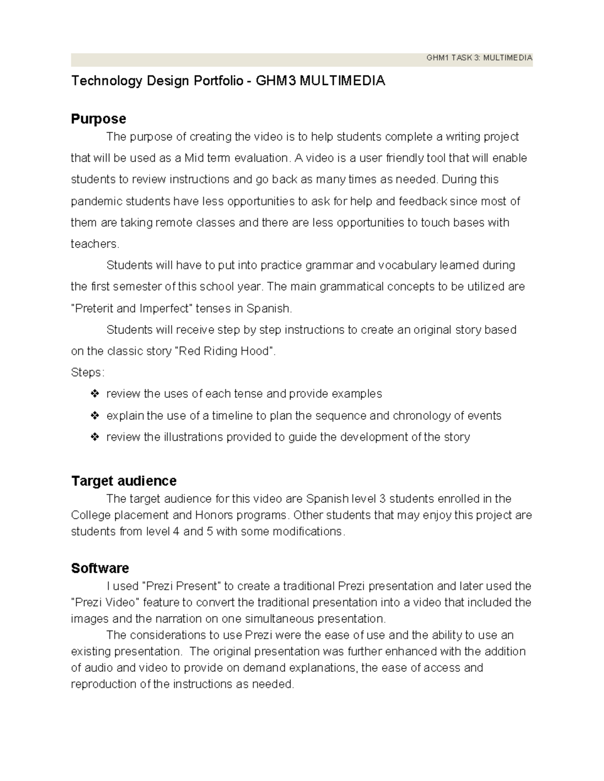 Technology Design Portfolio - GHM1-3- Multimedia - Technology Design ...
