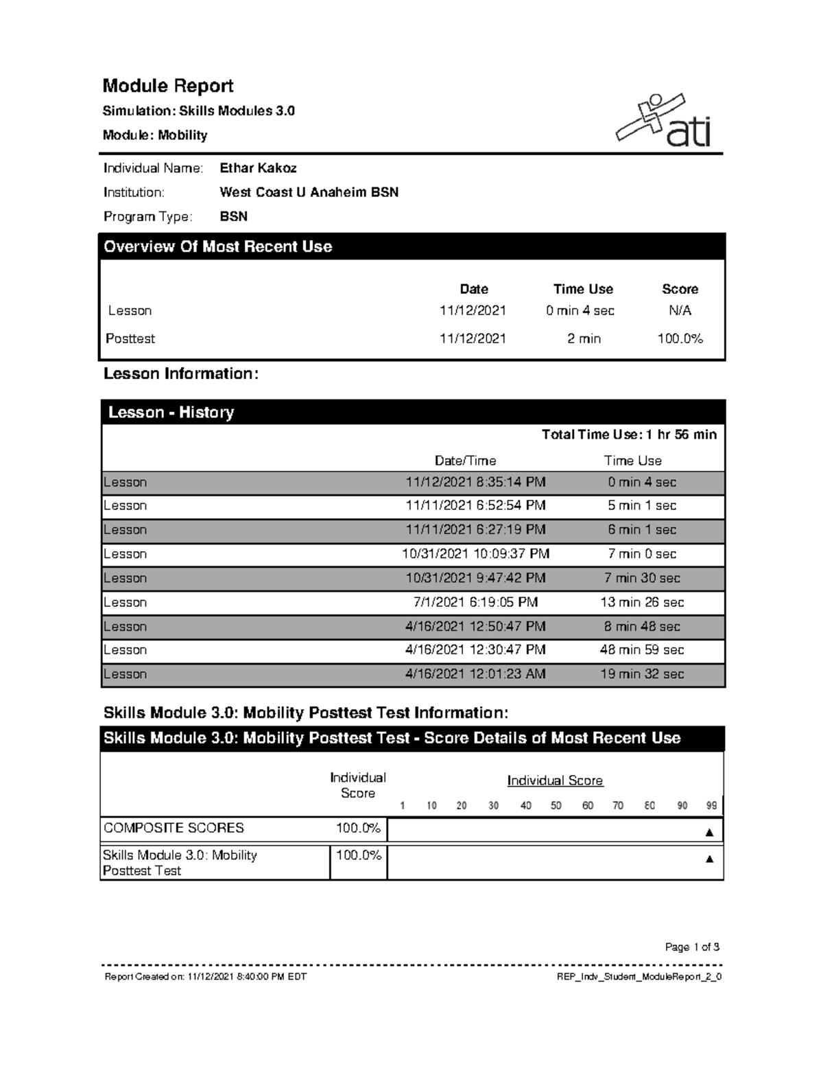 ATI Mobility - Lecture notes 1 - BIO 215 - SDSU - Studocu