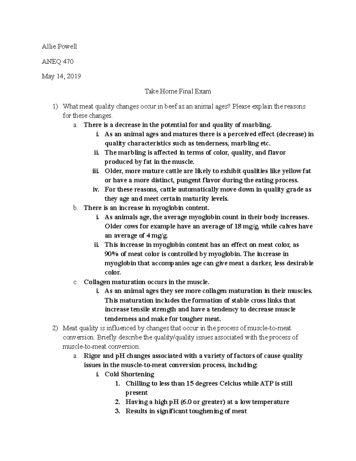 ANEQ 470- Take Home Final - Allie Powell ANEQ 470 May 14, 2019 Take ...