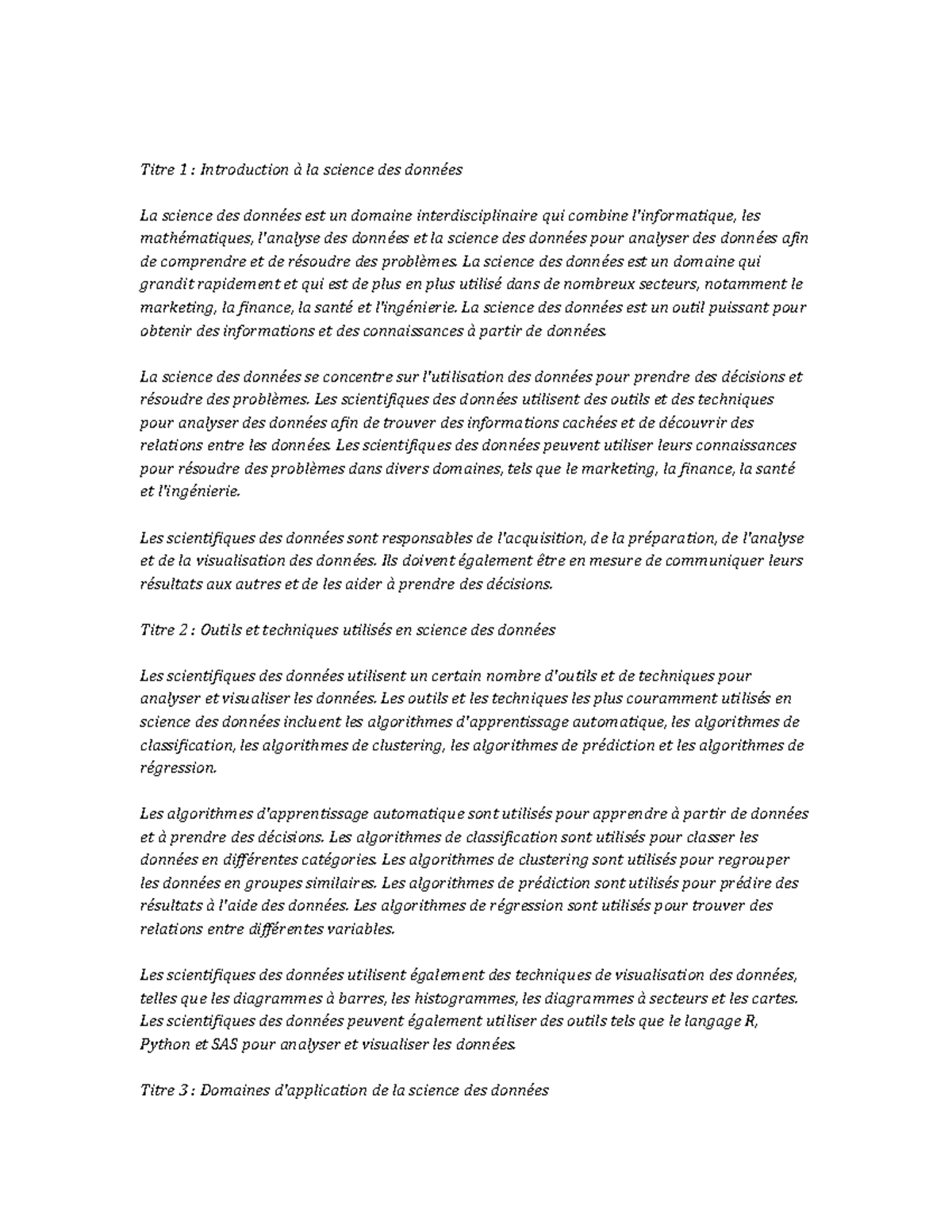 Introduction To Data Science Titre 1 Introduction à La Science Des