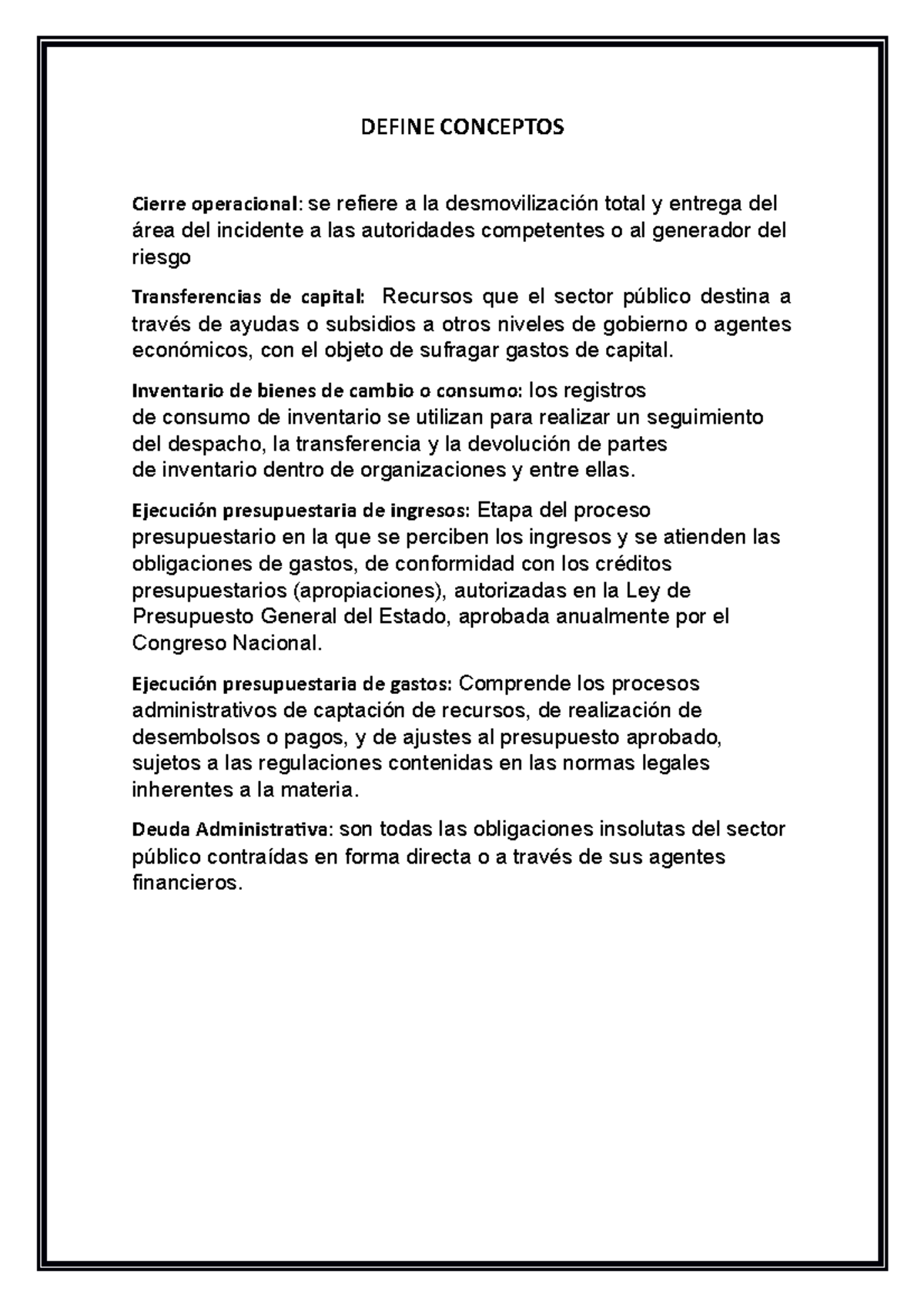Definicion de conceptos Renso Jose - DEFINE CONCEPTOS Cierre ...