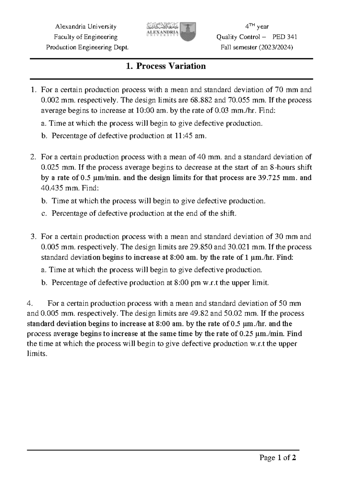 1. Process Variation - Alexandria University 4 TH year Faculty of ...