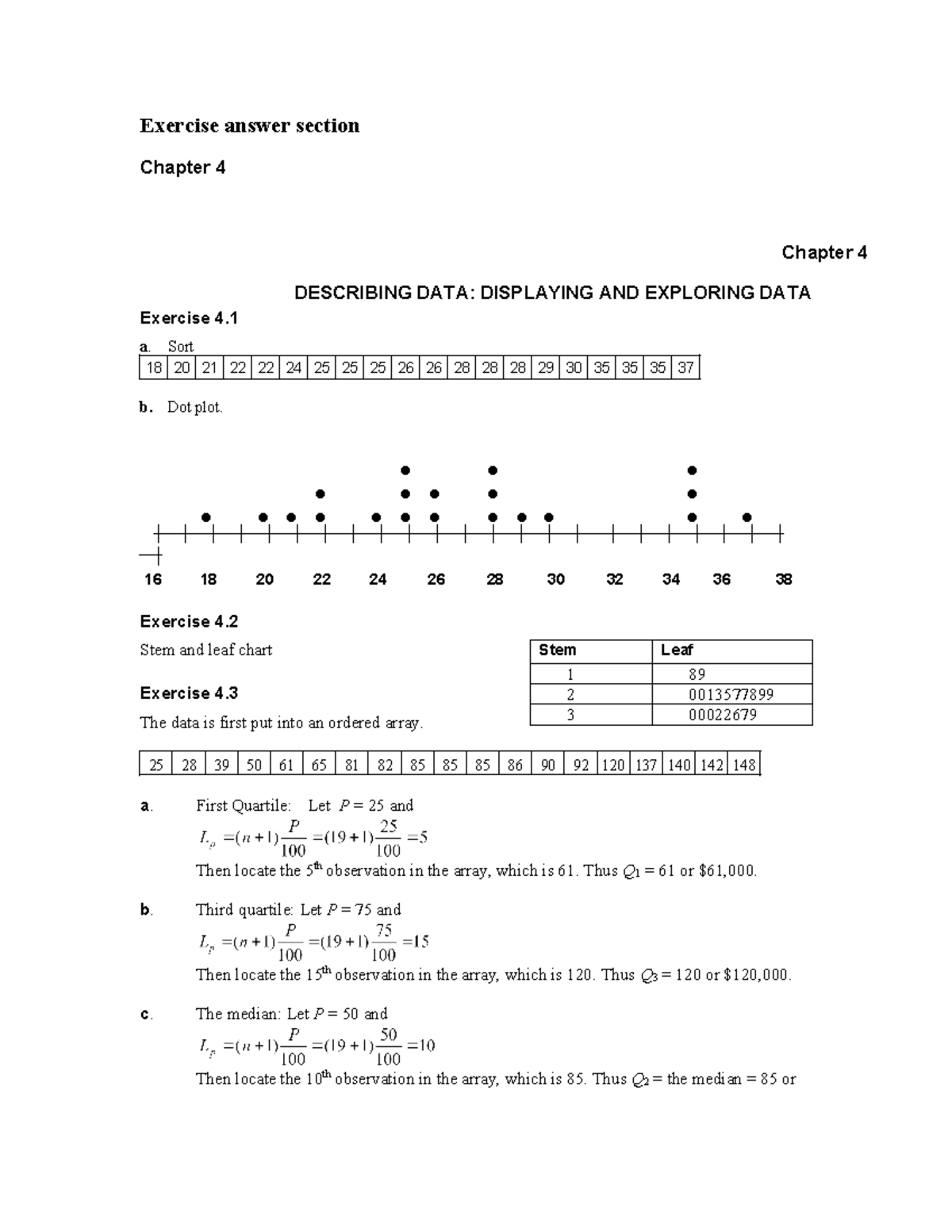 Assignment 3 Solution Exercise Answer Section Chapter 4 Chapter 4 Describing Data Displaying 