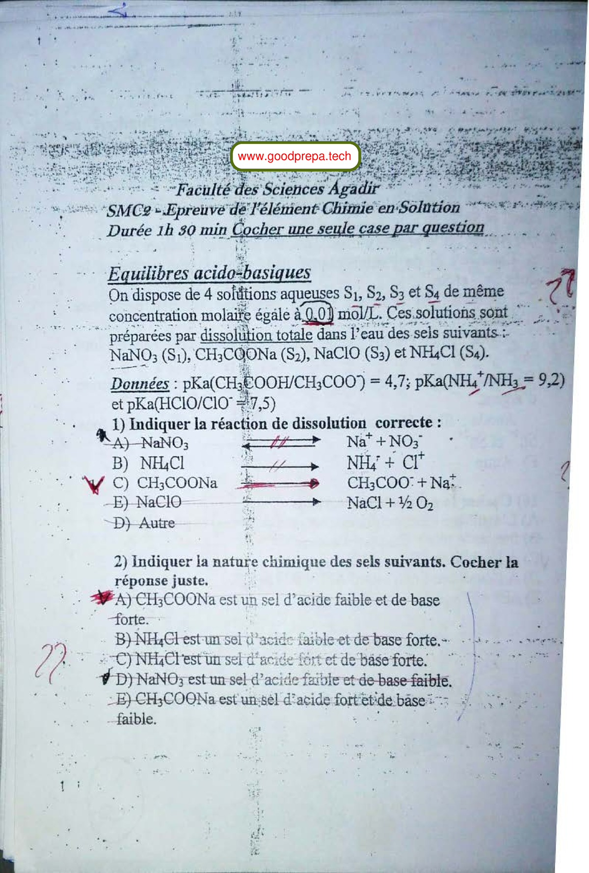 TD chimie en solution - S3-Chimie en Solution - Studocu
