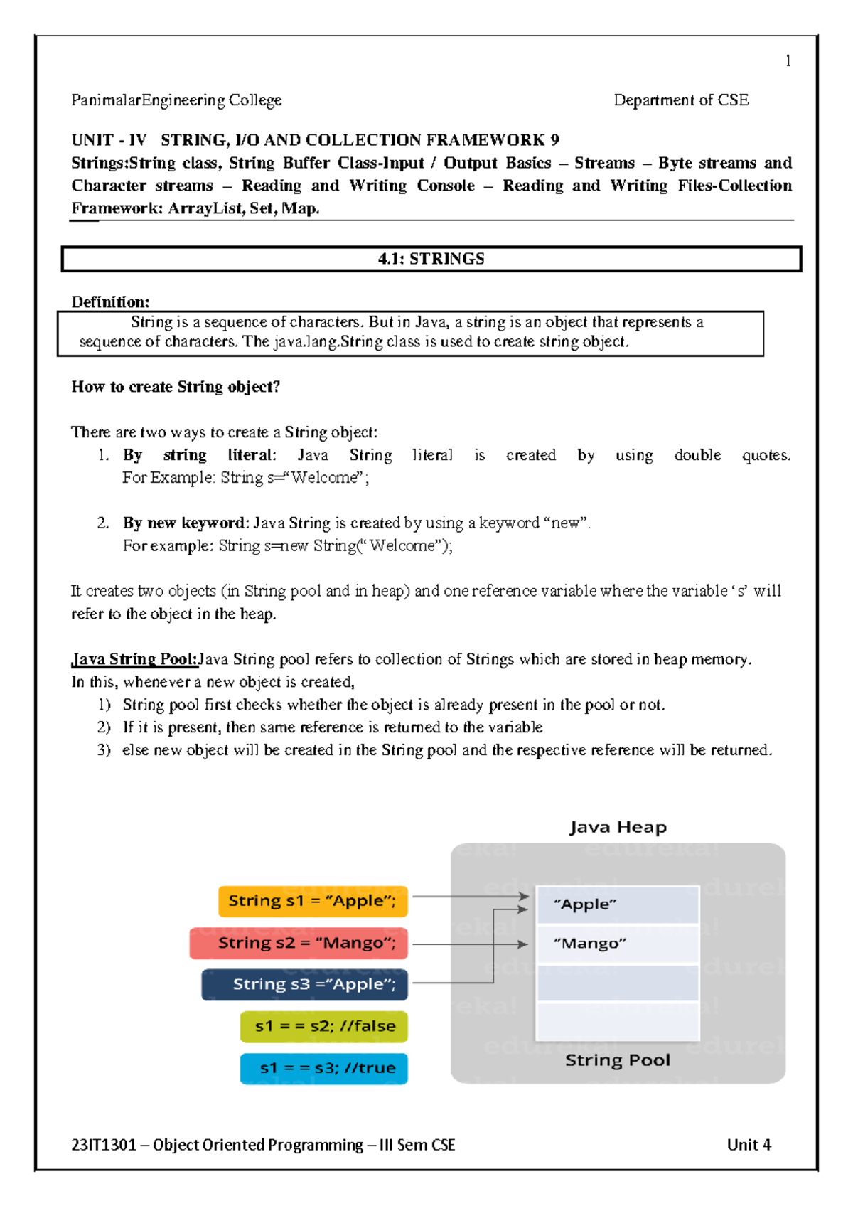 23IT1301 - OOPs - Unit - 4 - PanimalarEngineering College Department of ...