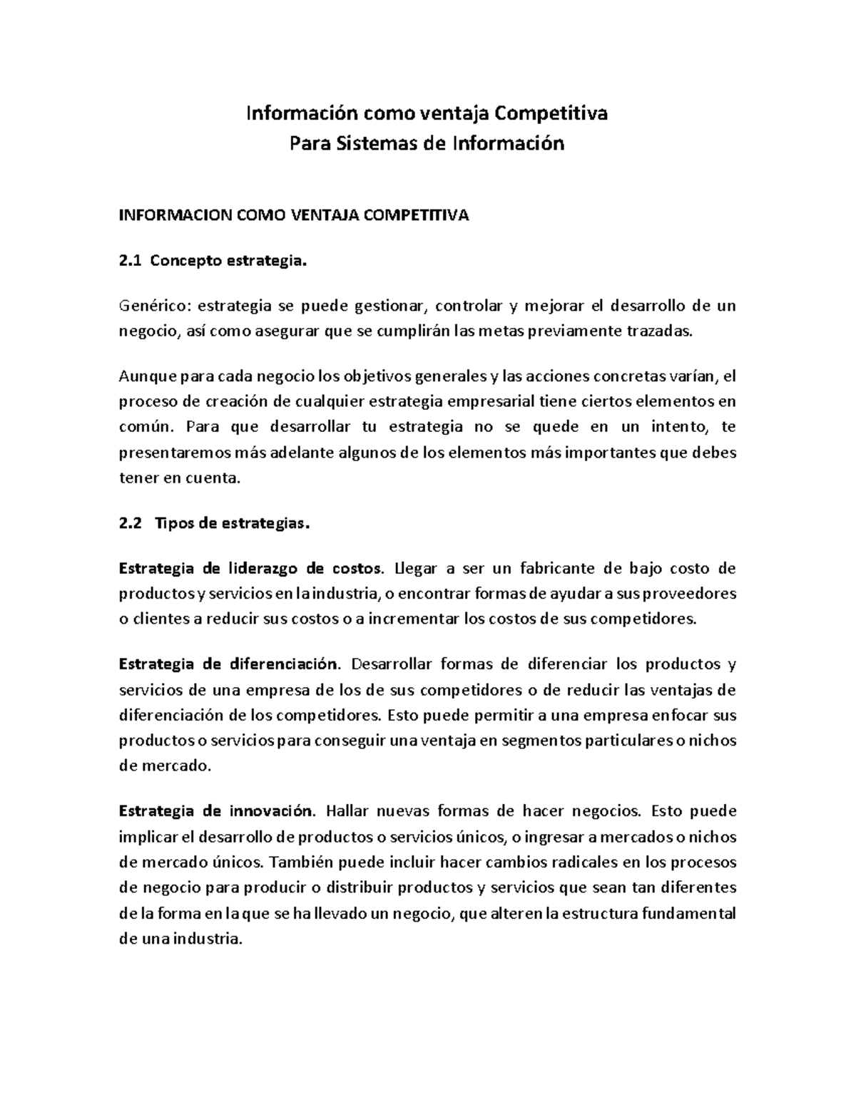 2 Información como ventaja Competitiva - Información como ventaja Competitiva Para Sistemas de ...