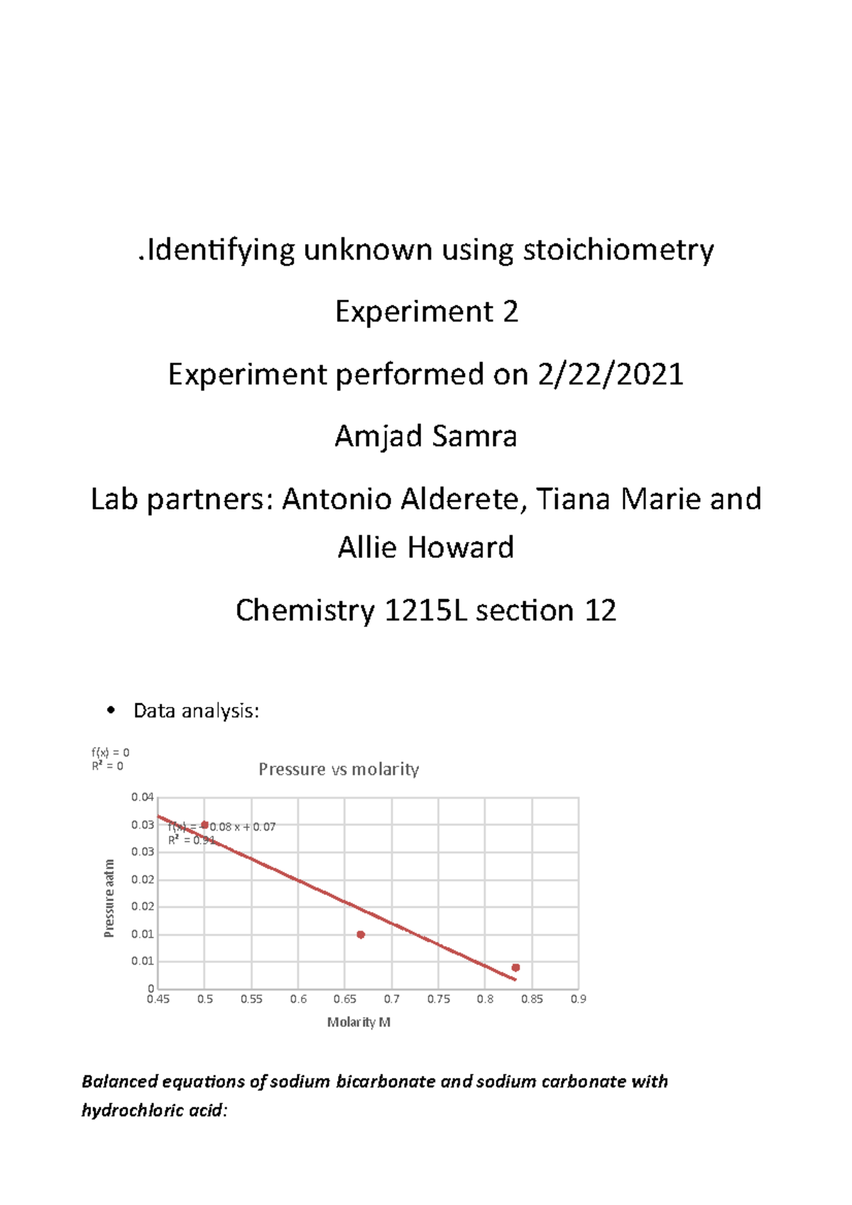 Post lab 2 - post lab report for identifying unknown using ...
