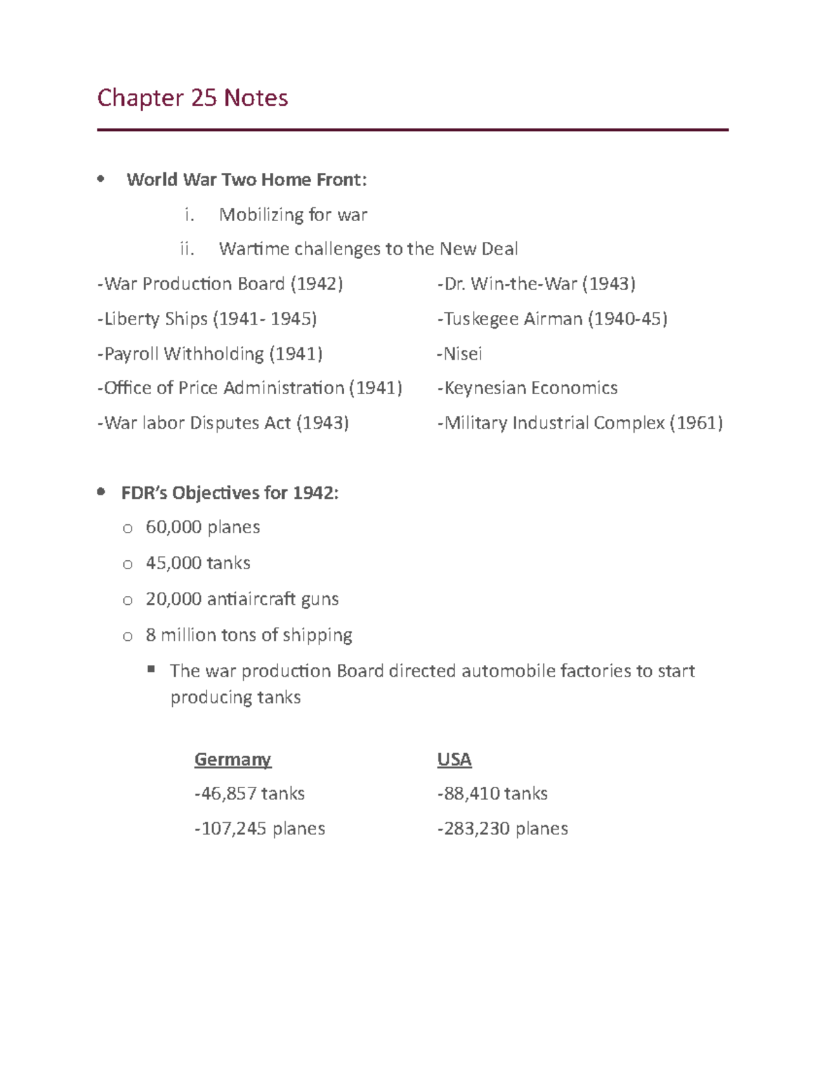 Chapter 25 Notes - Chapter 25 Notes World War Two Home Front: i ...