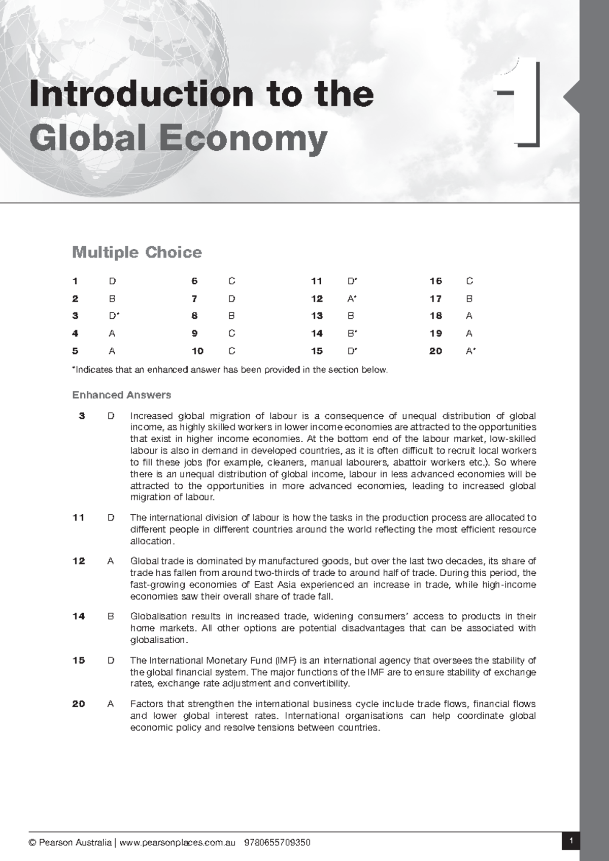 AGE 2023 WB CH01 Answers - ####### 1 111 Introduction to the Global ...