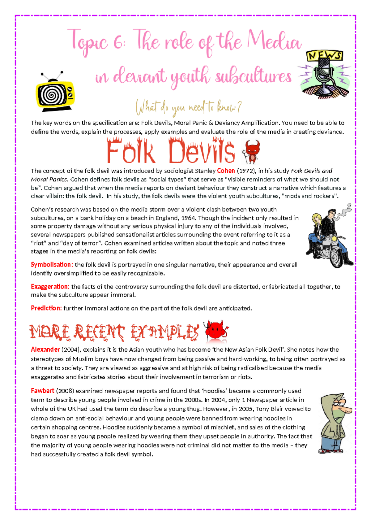 6. Media and deviant subcultures - The key words on the specification ...