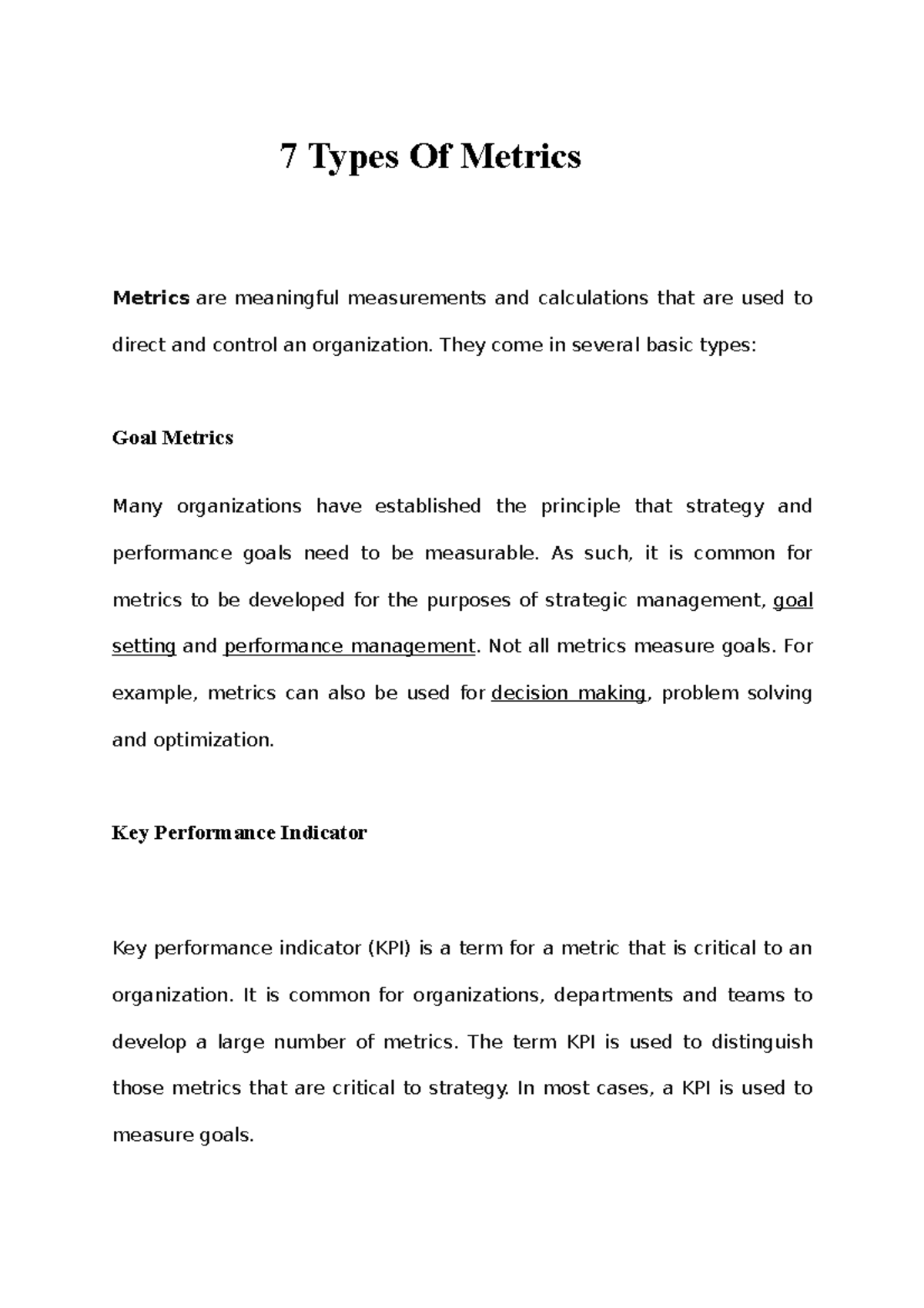 7 Types Of Metrics - 7 Types Of Metrics Metrics are meaningful ...