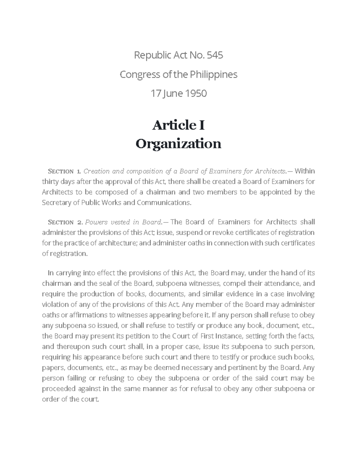 RA 545 - Lecture - Manuale di diritto privato - Republic Act No. 545 ...