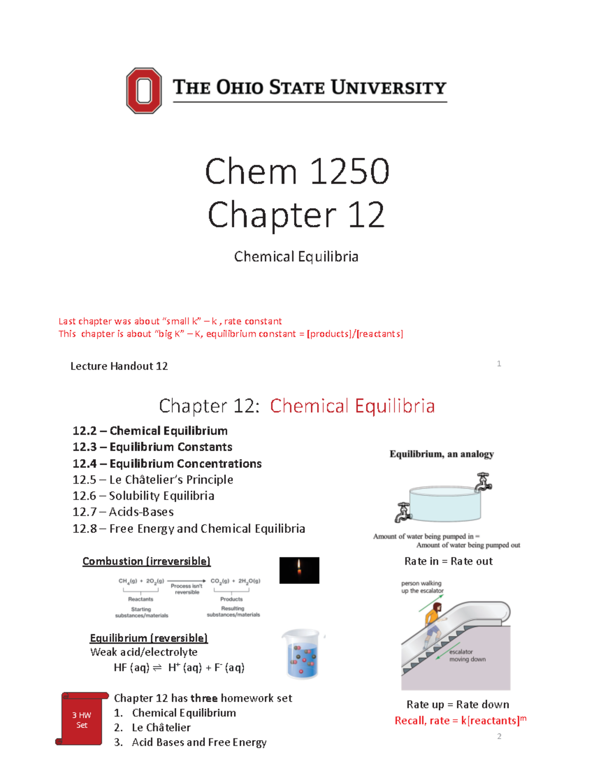 Chapter 12 Chemical Equilibrium - Chem 1250 Chapter 12 Chemical ...