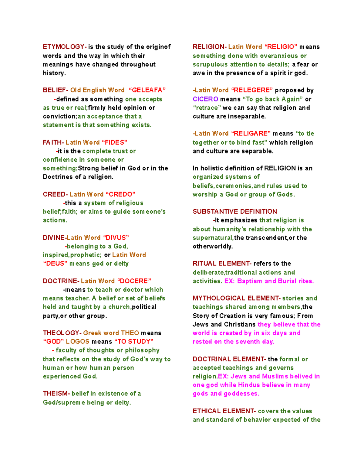 World REL - ETYMOLOGY- is the study of the originof words and the way ...