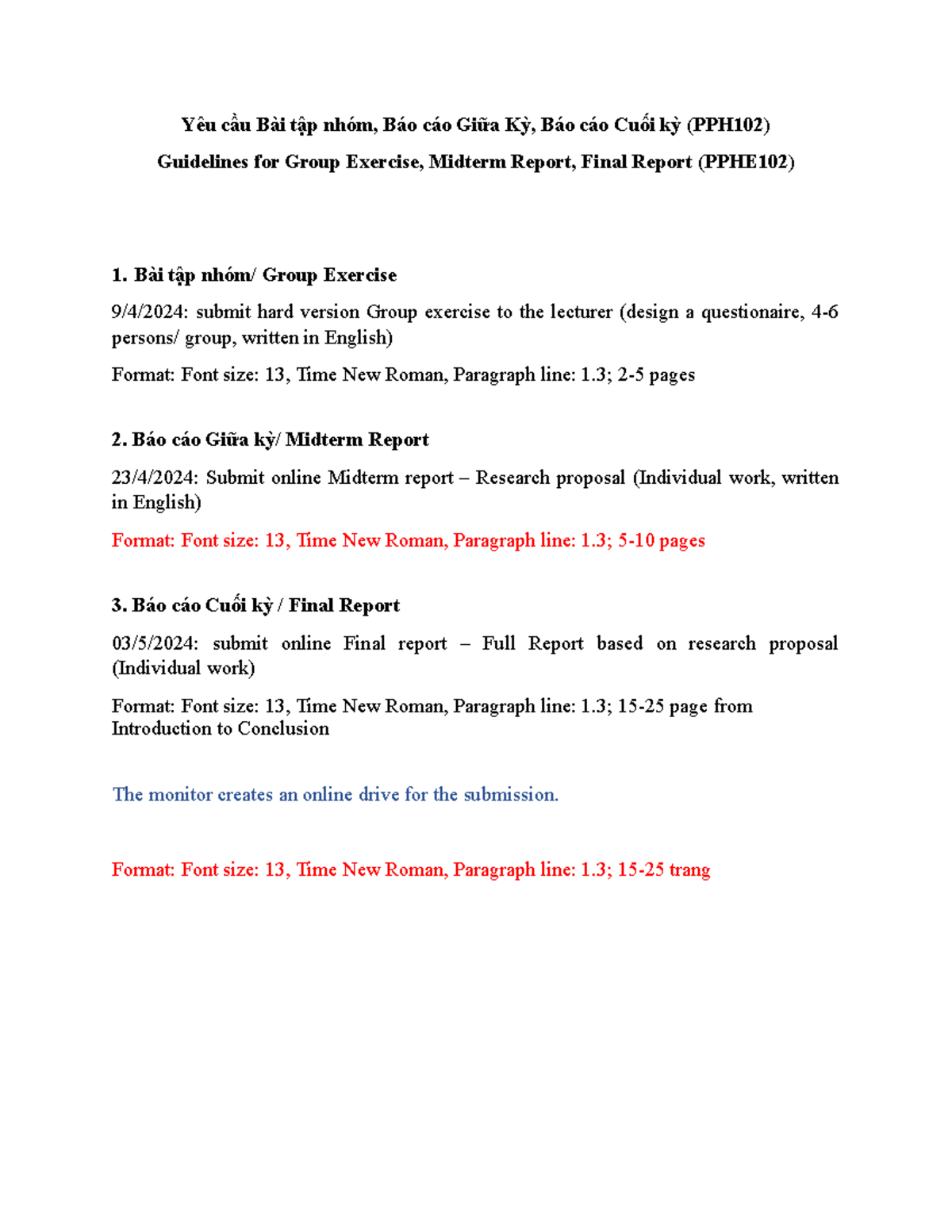 PPH102 Guidelines - Yêu cầu Bài tập nhóm, Báo cáo Giữa Kỳ, Báo cáo Cuối kỳ (PPH102) Guidelines ...