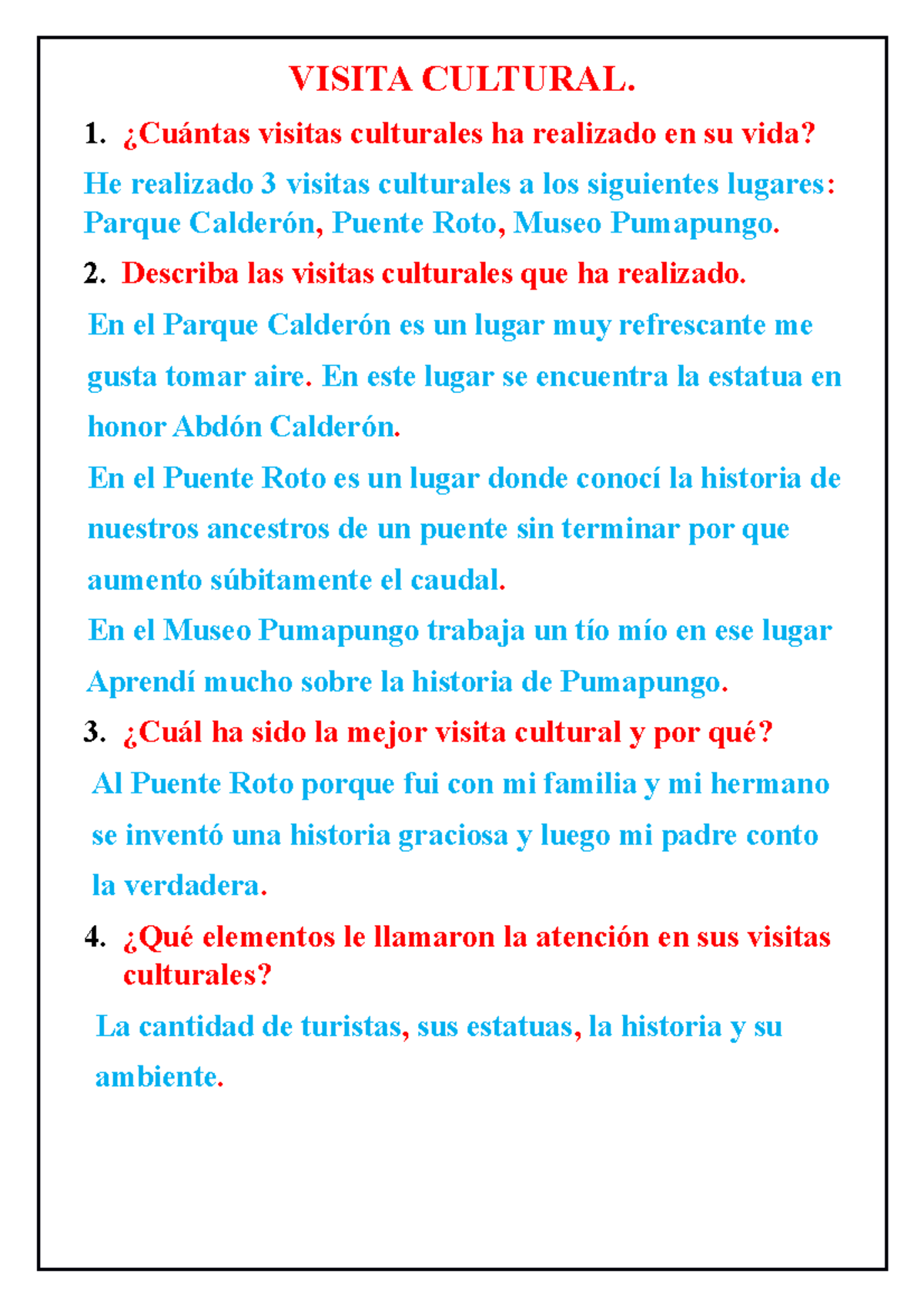 Tarea DE ECA - significado de una visita cultural - VISITA CULTURAL ...