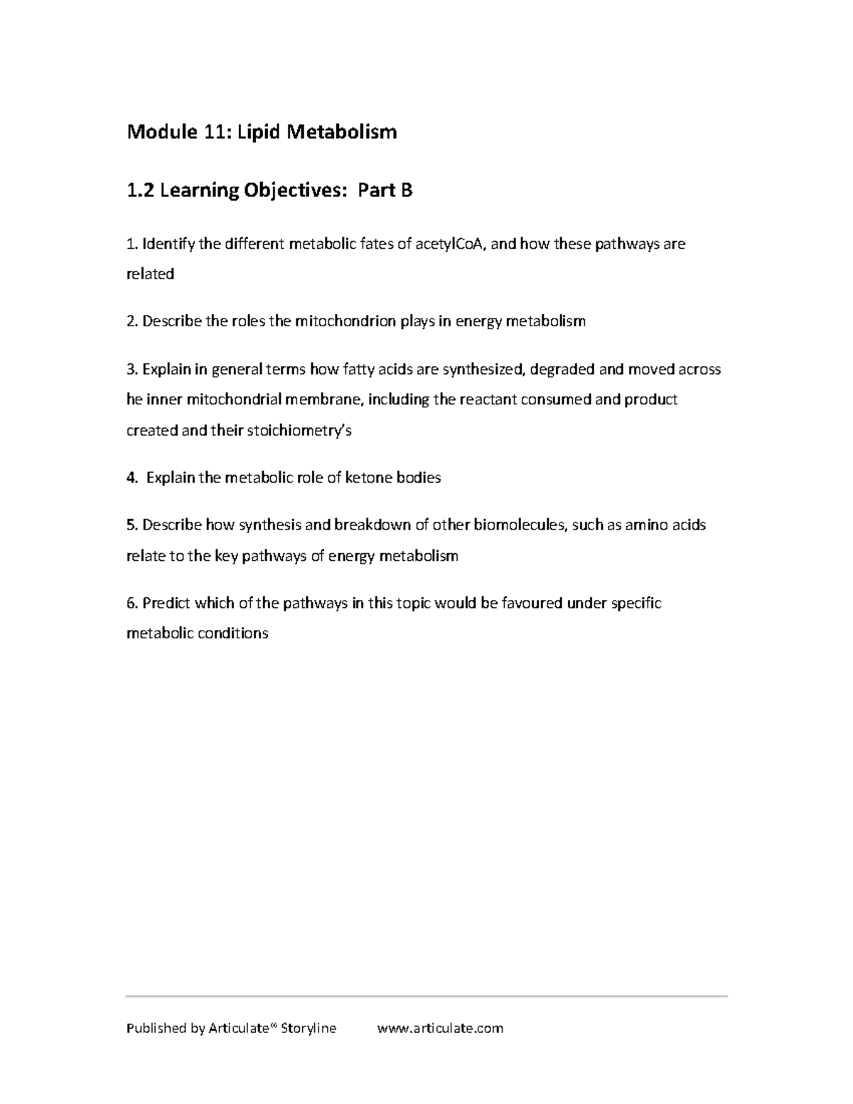 Module 11- Lipid Metabolism - Module 11: Lipid Metabolism 1 Learning ...