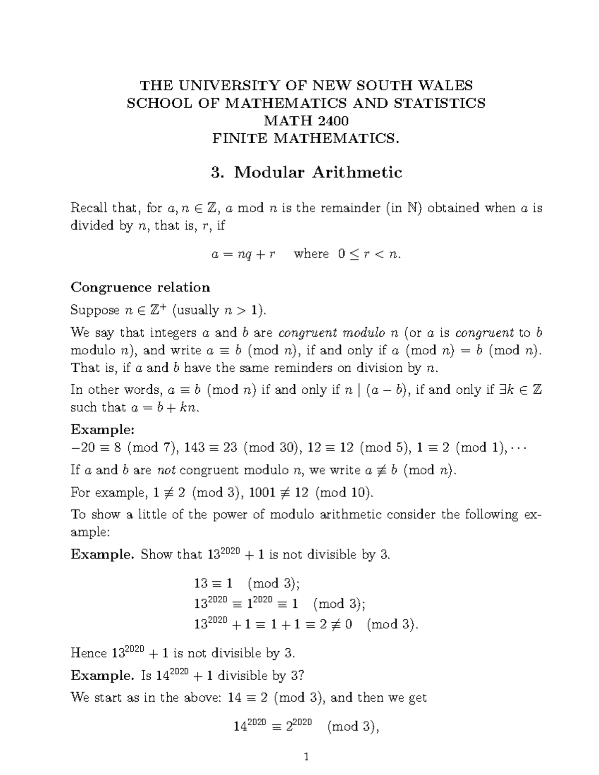 Chapter 3 - powers and primitive roots - THE UNIVERSITY OF NEW SOUTH ...
