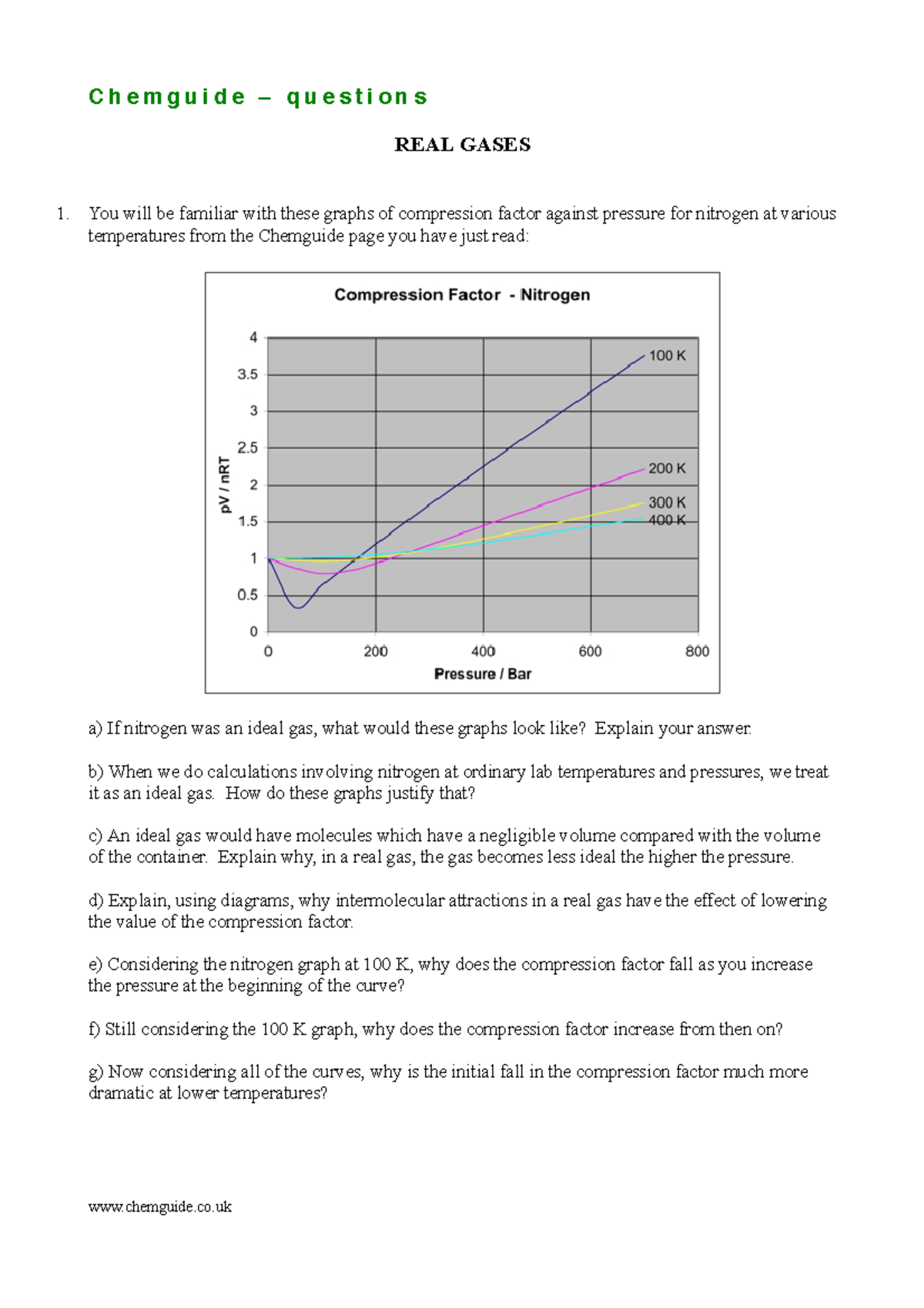 Chem guide real gases qs - C h e m g u i d e – q u e s t i o n s REAL ...