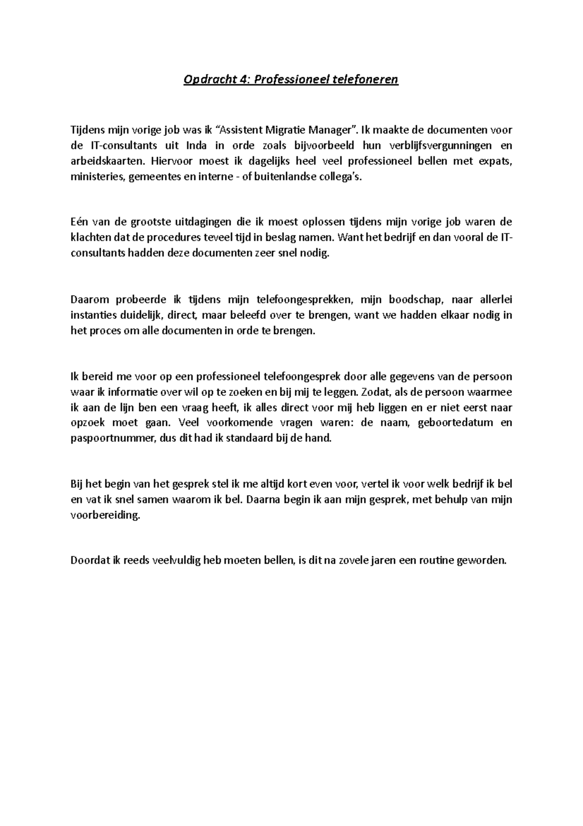 Telefoneren - Sociale gezondheid - Opdracht 4: Professioneel ...