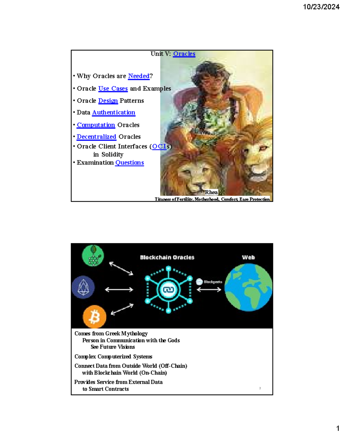BCT-Unit V-01-Oracles - 1 Why Oracles are Needed? Oracle Use Cases and ...