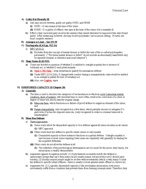 Criminal Law - Prof. Newman 1 - I) INTRODUCTION A) Criminal Law vs ...