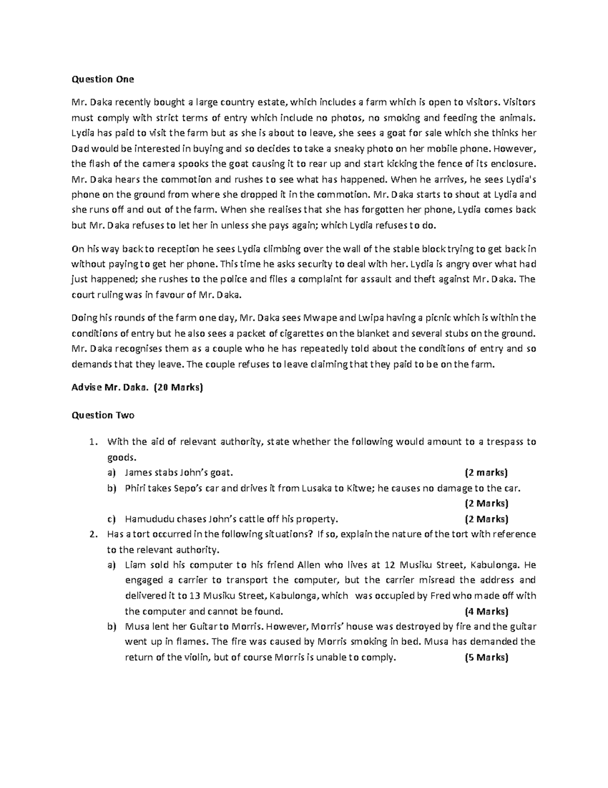 8406a10279 f6f7c4c7bc4b71a4eedb86 practice question - Question One Mr ...