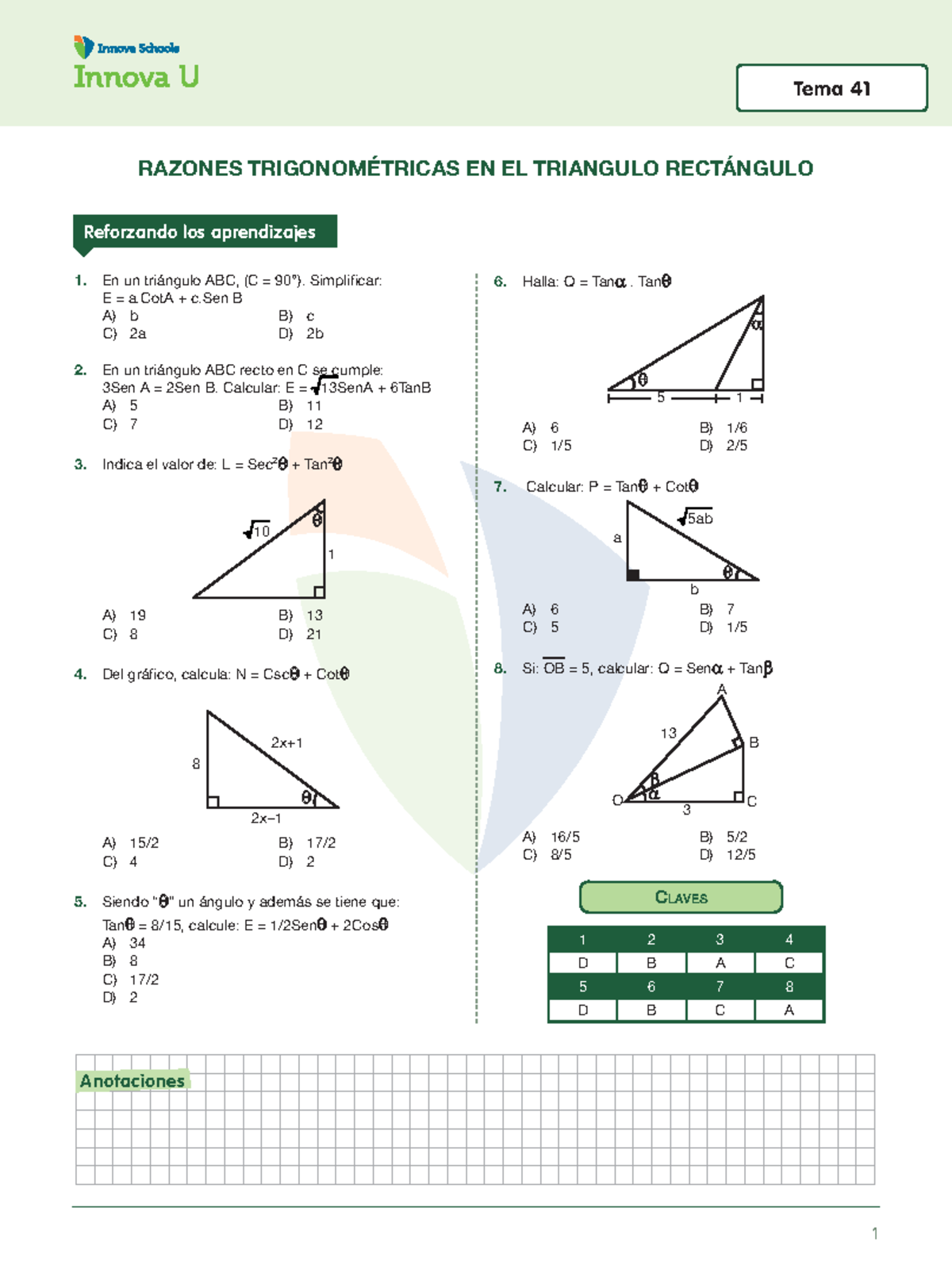 Ficha 3 triangulos - atqui - RAZONES TRIGONOMÉTRICAS EN EL TRIANGULO ...