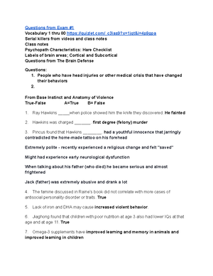 Criminal Brain Test Notes - Questions for Alice in Wonderland and ...