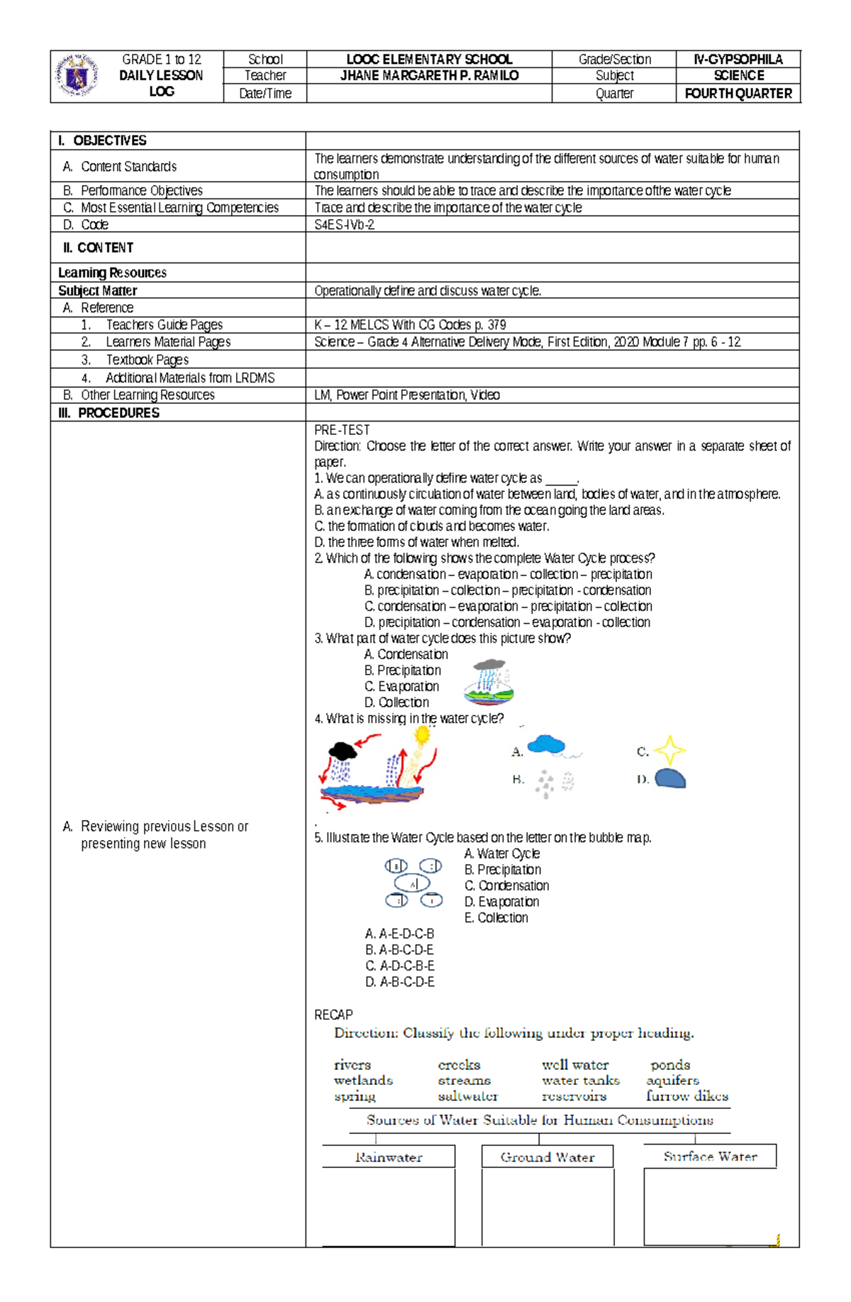 Q4 WEEK 3 Science DLP - Q4 DLP - GRADE 1 to 12 DAILY LESSON LOG School ... Q4 WEEK 3 Science DLP - Q4 DLP - GRADE 1 to 12 DAILY LESSON LOG School ...