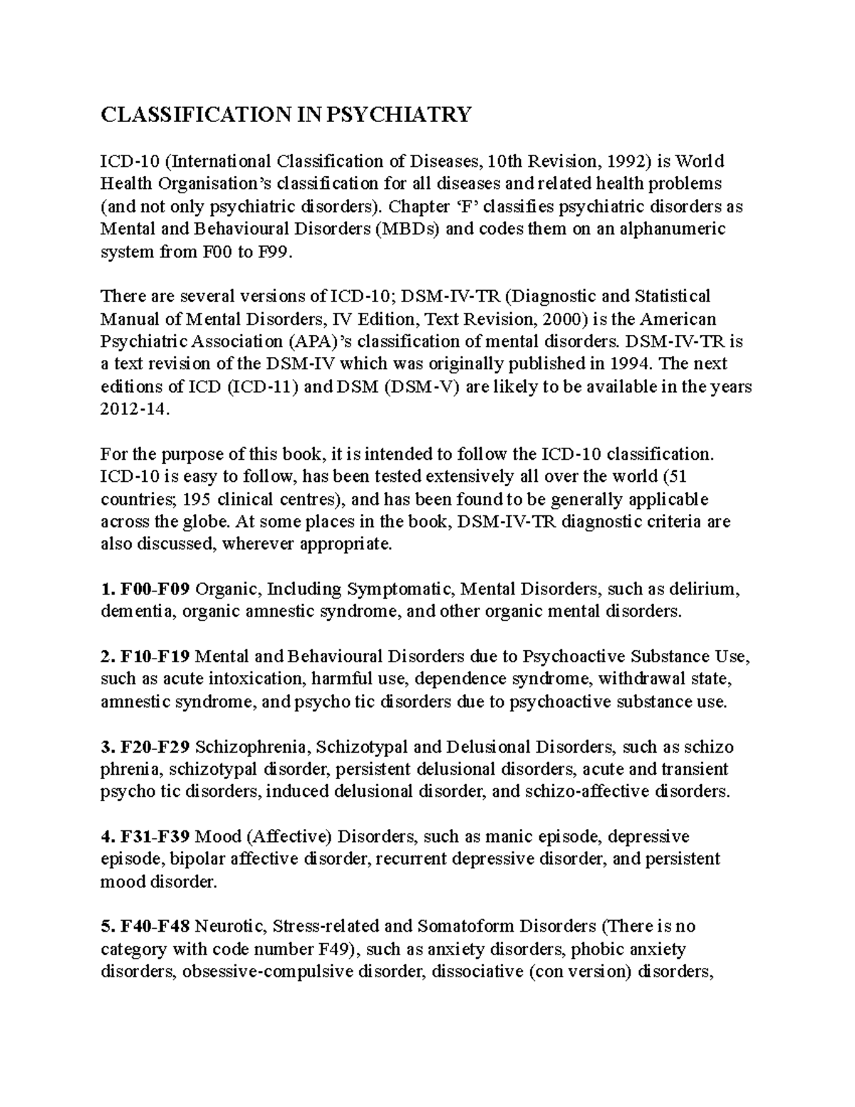 ICD Classification-health care related issues of the WHO Family of ...