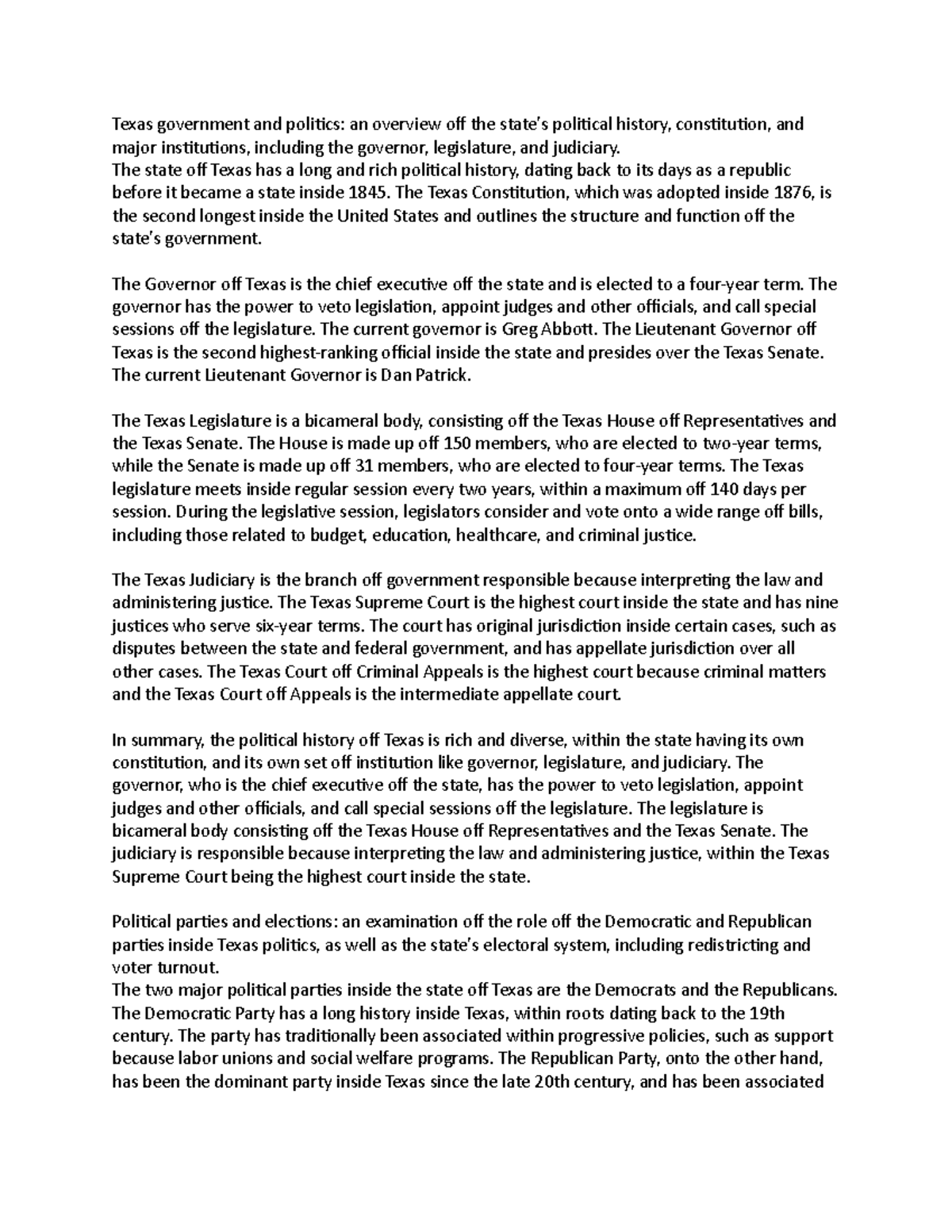POLS 2312 Week 1 - Class Notes for POLS - Texas government and politics ...