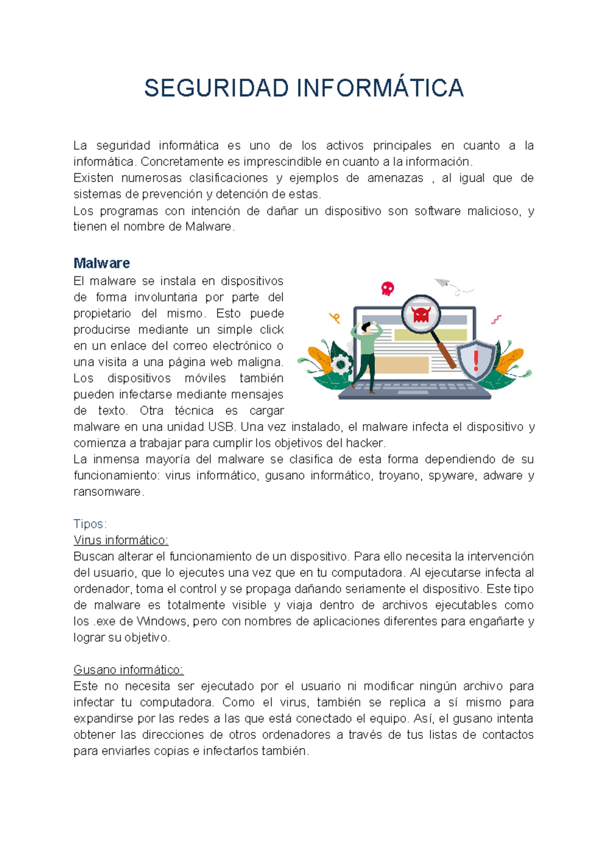 TIC Seguridad Informática - SEGURIDAD INFORMÁTICA La seguridad informática es uno de los activos ...
