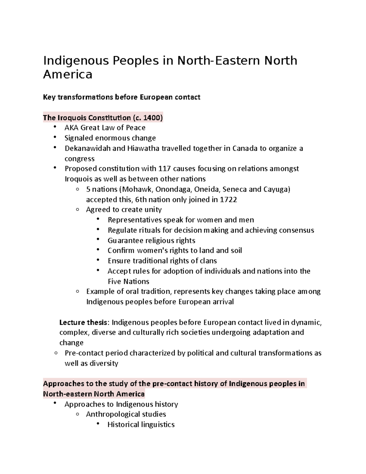 Notes on Indigenous Peoples in North - Indigenous Peoples in North ...