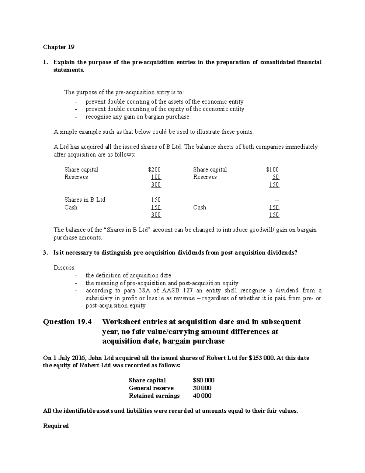 Chapter 18 and 19 - aaaaa - Chapter 19 Explain the purpose of the pre ...