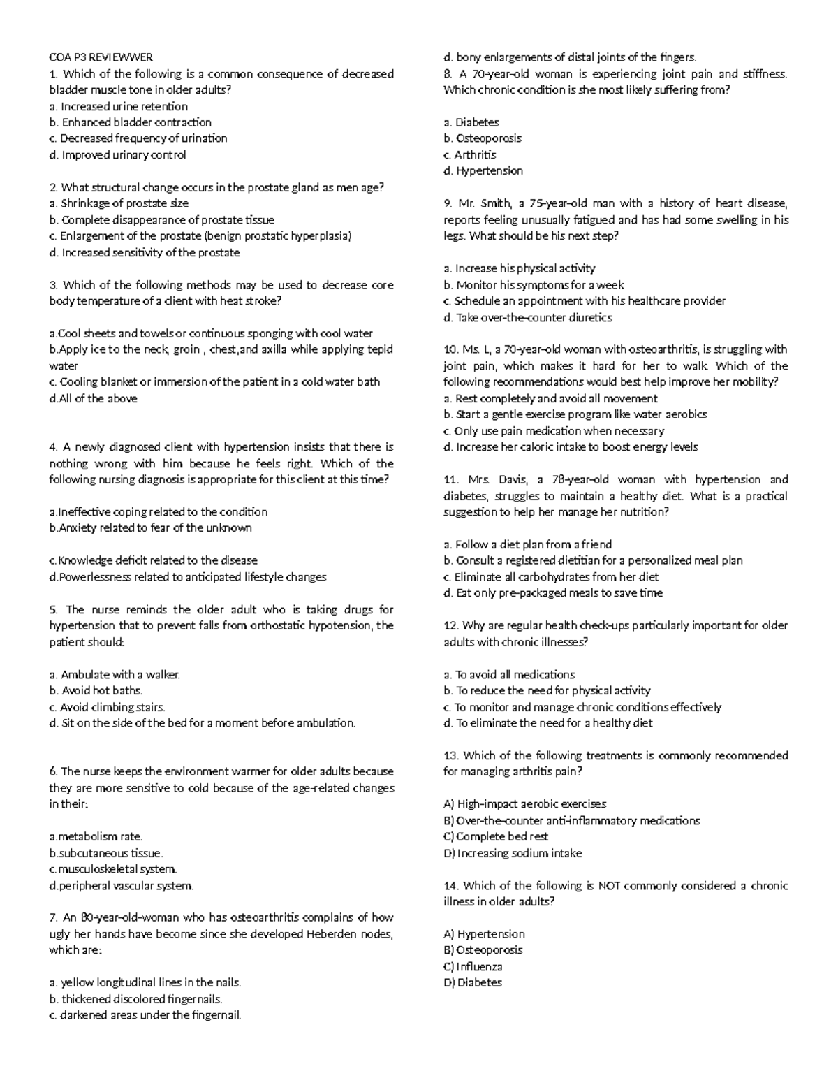 COA Practice Questions - COA P3 REVIEWWER Which of the following is a ...