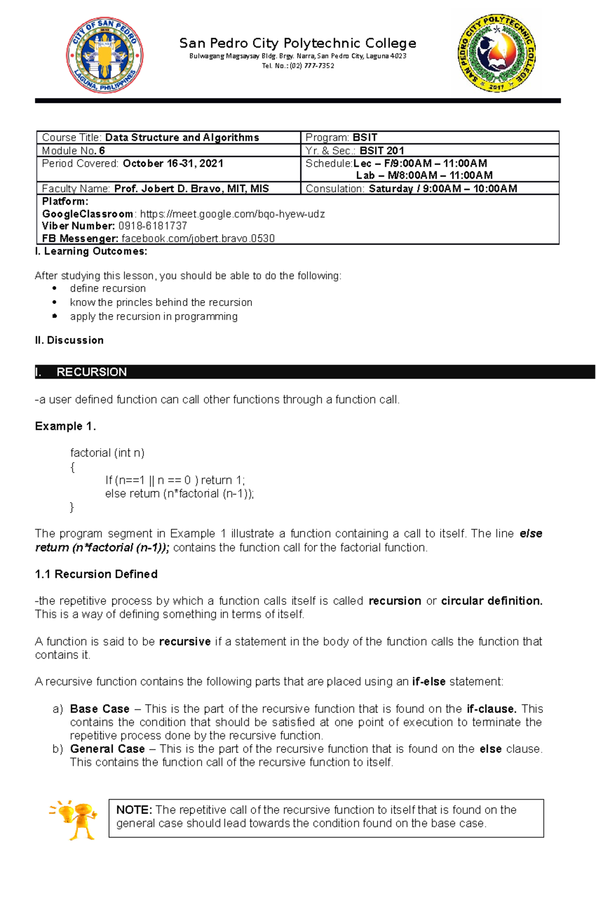 Bravo Data Struc Module#6 - Bulwagang Magsaysay Bldg. Brgy. Narra, San ...