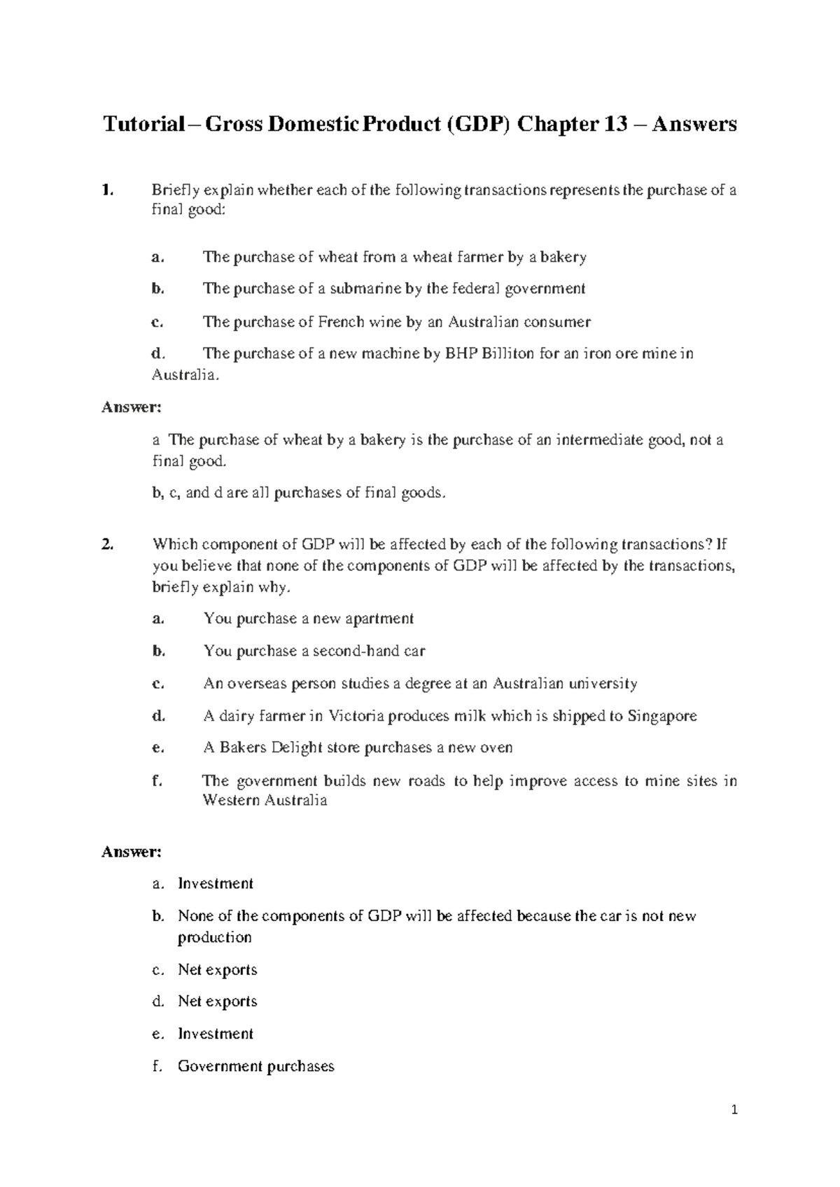 Tutorial - Chapter 13 - Answers - Tutorial – Gross Domestic Product ...