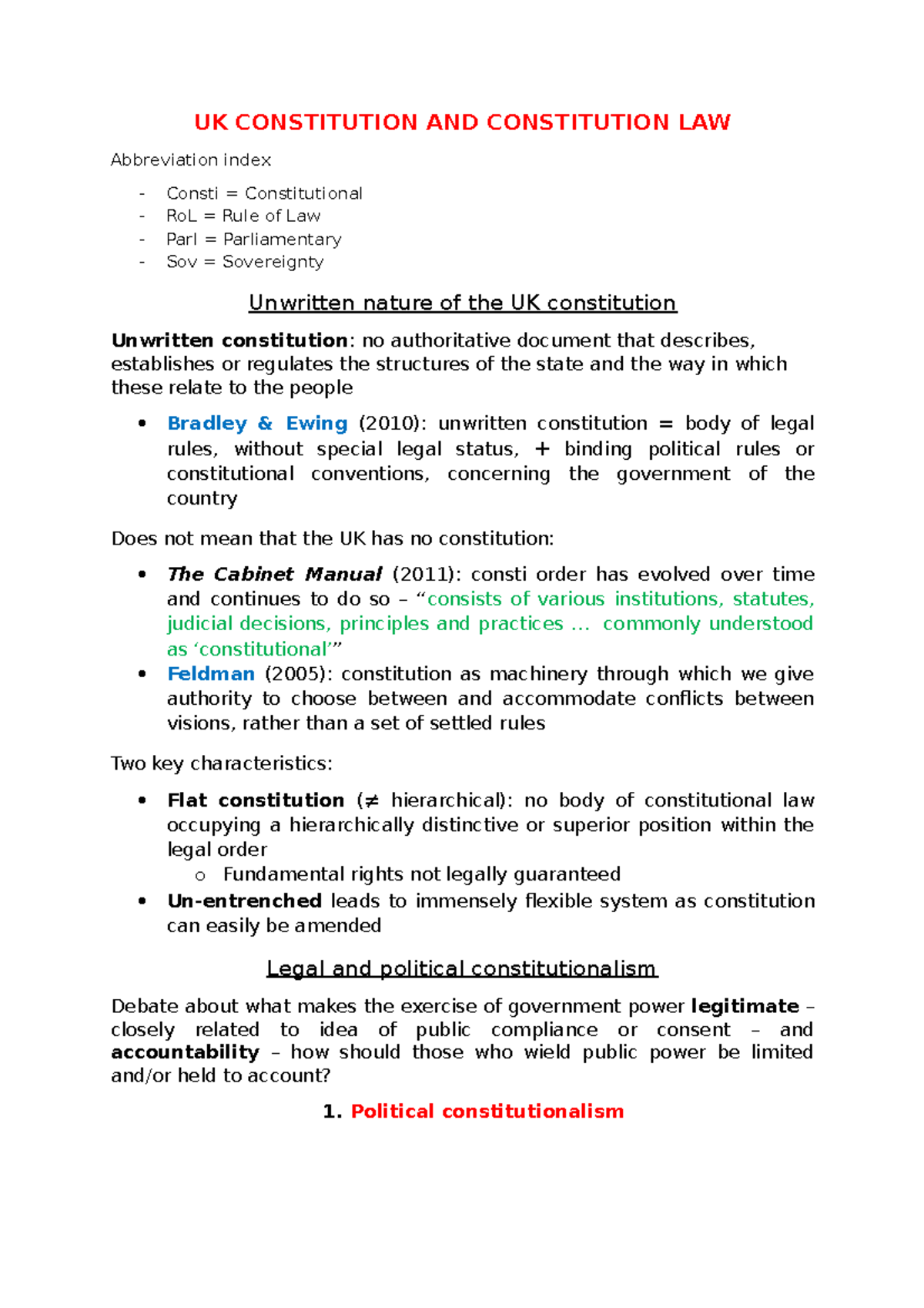 Uk Constitution And Sources Uk Constitution And Constitution Law Abbreviation Index Consti