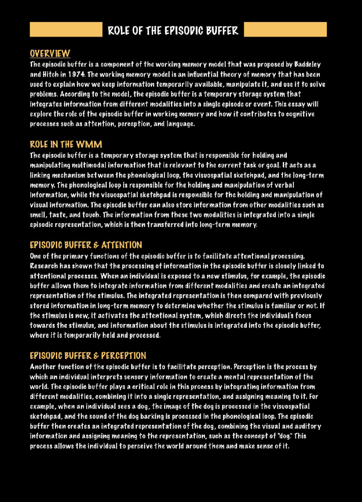 Lecture Notes Role Of The Episodic Buffer 8638 Studocu