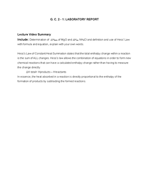 Lab one chem report - CHM 2046L - Studocu