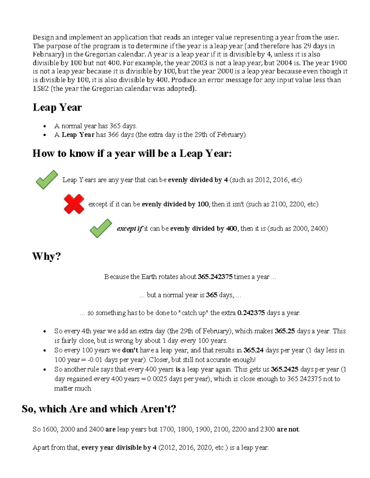 Leap Year - 2017 - Design and implement an application that reads an ...