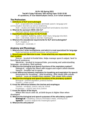SLPA 150 Notes - SLPA 150 – Introduction to Communication Processes and ...