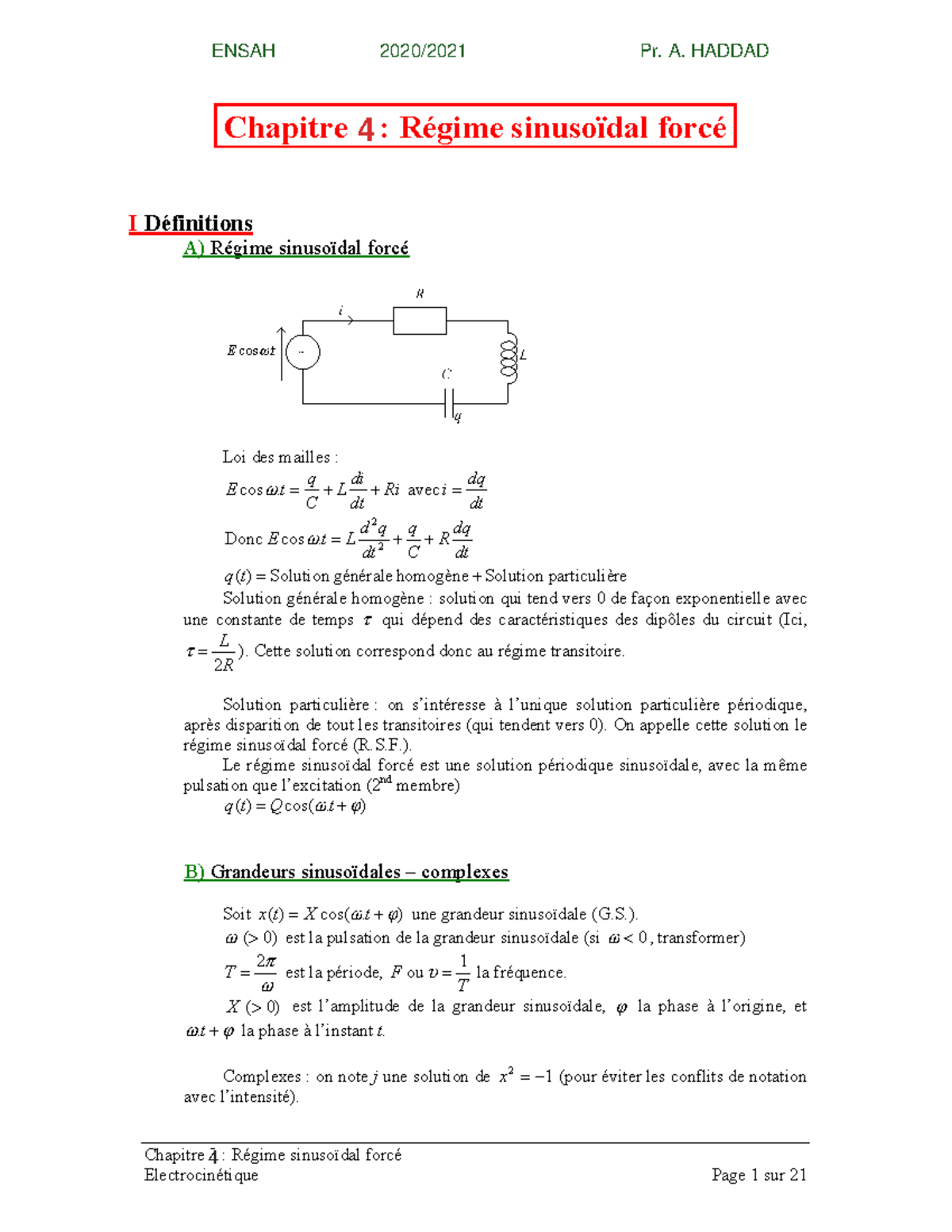 Phy3 Cine Cours 4 2020 - - Studocu