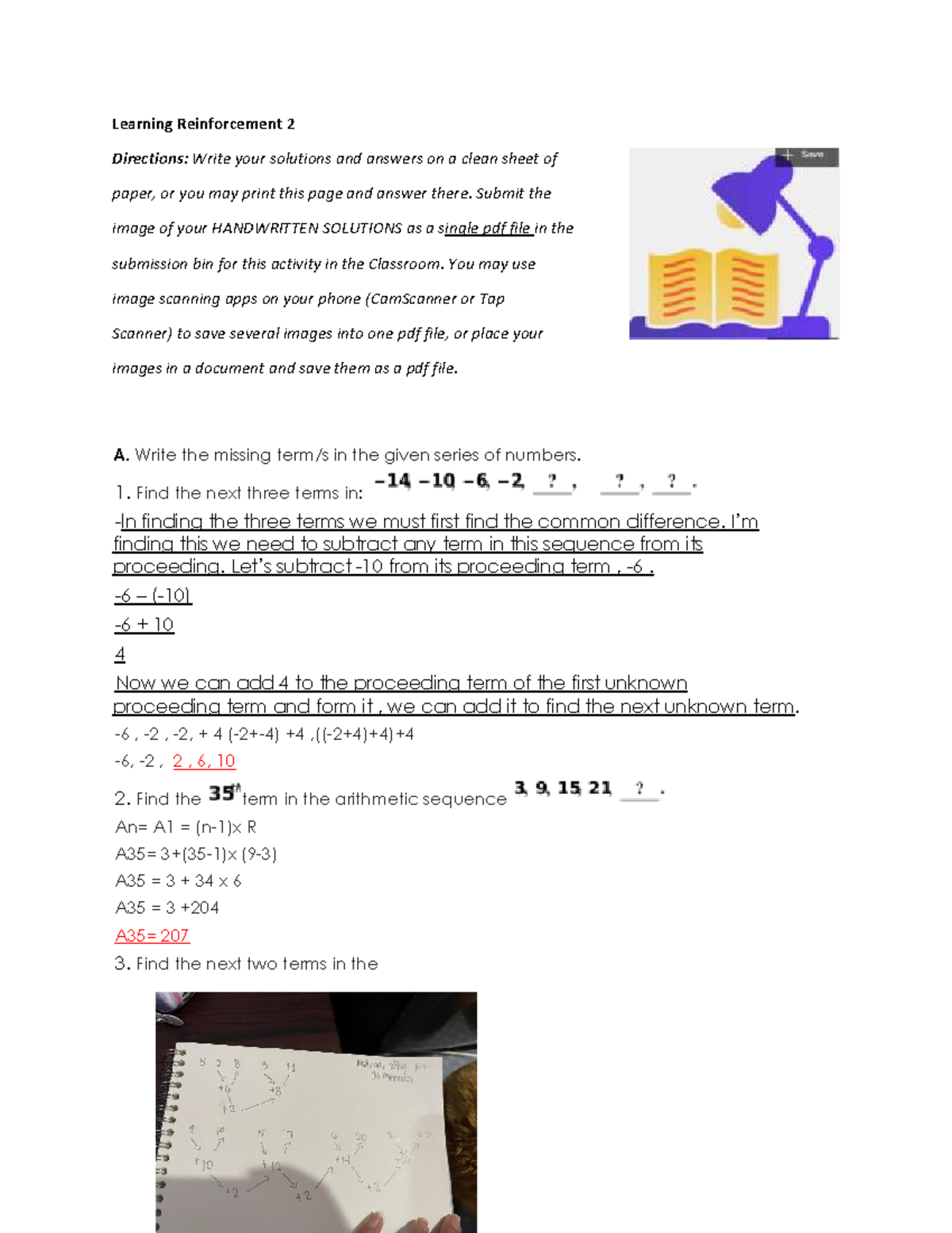 Learning Reinforcement 2 - Submit the image of your HANDWRITTEN ...