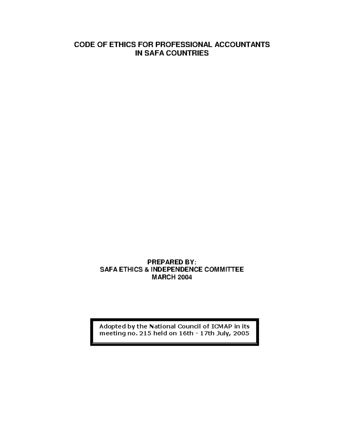 Code of ethics - Audit & Assurance - CODE OF ETHICS FOR PROFESSIONAL ...