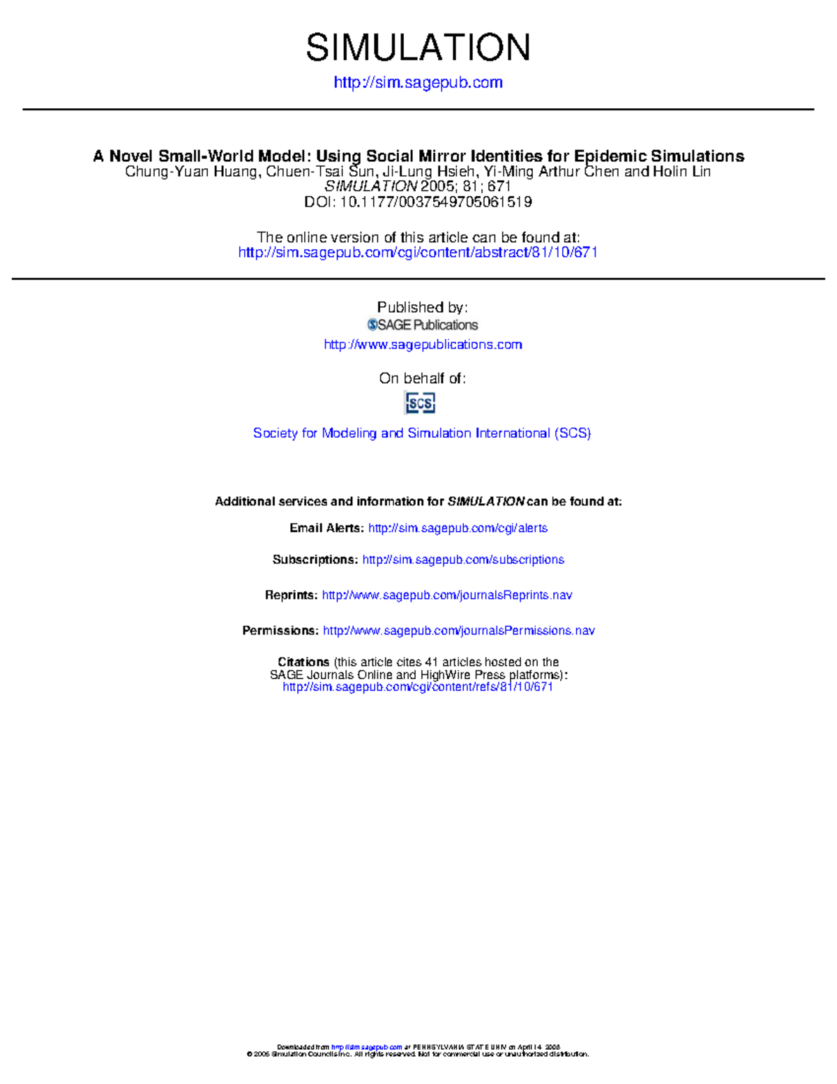 A Novel Small World Model Using Social M - sim.sagepub SIMULATION DOI ...