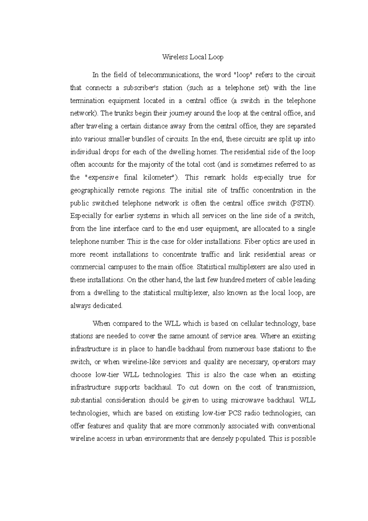Materi Wireless Local Loop - Wireless Local Loop In the field of ...