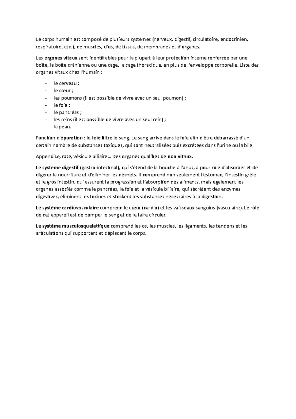 Anatomie - Le corps humain est composé de plusieurs systèmes (nerveux ...