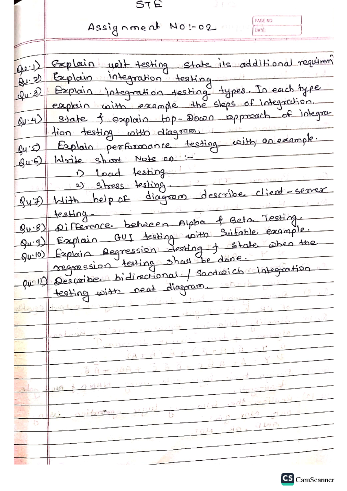 STE - Assignment No - 02 - STE PAGE NO Assignment No 02 DATE Qre ...